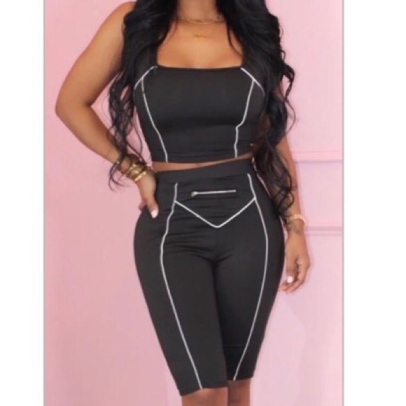 Shorts | Womens Black Two Piece Bermuda Short Set | Poshmark